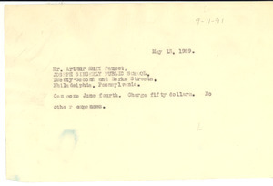Telegram from W. E. B. Du Bois to Arthur Huff Fauset - Digital Commonwealth