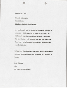 Memorandum from Judy Chilcote to Arthur J. Lafave Jr. - Digital ...