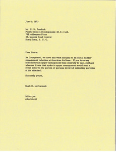 Letter from Mark H. McCormack to Simon B. Pendock - Digital Commonwealth