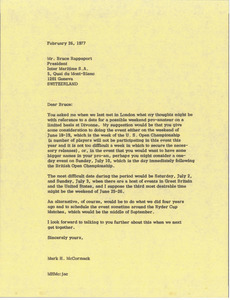 Letter from Mark H. McCormack to Bruce Rappaport - Digital Commonwealth