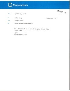 Memorandum from Jacque Orsie to John Oney - Digital Commonwealth