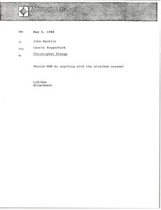 Memorandum from Laurie Roggenburk to John Macklin - Digital Commonwealth