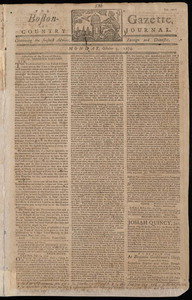 The Boston-Gazette, and Country Journal, 3 October 1774 - Digital ...