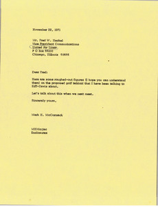 Letter from Mark H. McCormack to Fred W. Heckel - Digital Commonwealth