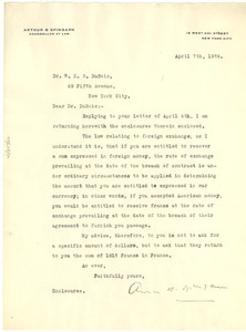 Letter from Arthur B. Spingarn to W. E. B. Du Bois - Digital Commonwealth