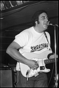 Record promo party at the Jazz Workshop: man wearing 'Sweathog' shirt ...