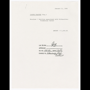 Receipt from Joseph Feaster, retainer/services associated with ...