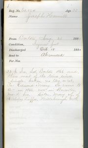 Tewksbury Almshouse Intake Record: Hamill, Joseph - Digital Commonwealth