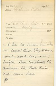 Tewksbury Almshouse Intake Record: Giblin, Catherine - Digital Commonwealth