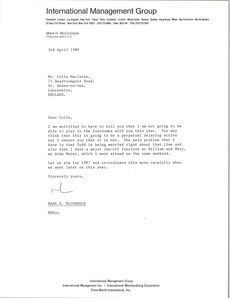 Letter from Mark H. McCormack to Lynton Taylor - Digital Commonwealth
