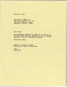 Letter from Judith A. Chilcote to Fred E. Adams - Digital Commonwealth