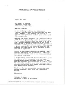 Letter from Michelle F. Lane to Robert L. Staley - Digital Commonwealth