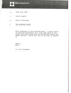 Memorandum from Mark H. McCormack to Bryan Cowgill - Digital Commonwealth