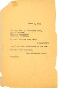 Letter from W. E. B. Du Bois to Mr. and Mrs. Nathaniel R. Dett ...