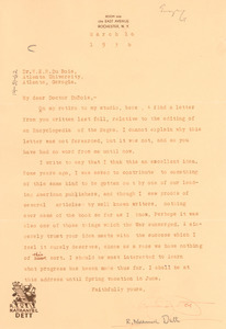 Letter from R. Nathaniel Dett to W. E. B. Du Bois - Digital Commonwealth