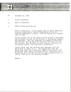 Memorandum from Mark H. McCormack to Arthur Rosenblum - Digital ...