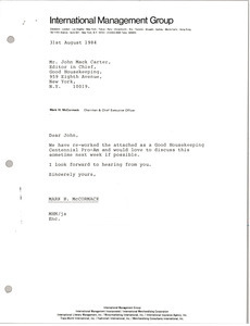 Letter from Mark H. McCormack to John Mack Carter - Digital Commonwealth