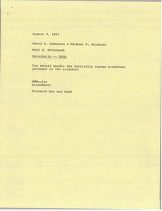 Memorandum from Mark H. McCormack to Maura A. Schwartz and Michael W ...
