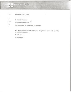 Memorandum from Gretchen Mayfield to H. Kent Stanner - Digital Commonwealth