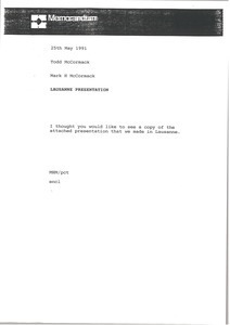 Memorandum from Mark H. McCormack to Todd McCormack - Digital Commonwealth