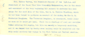 Note about Marcus Garvey's Black Star Line - Digital Commonwealth