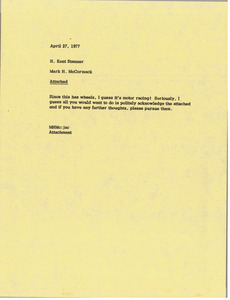 Memorandum from Mark H. McCormack to H. Kent Stanner - Digital Commonwealth