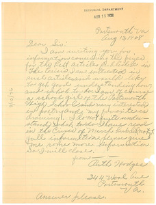 Letter from Ruth Hodges to W. E. B. Du Bois - Digital Commonwealth