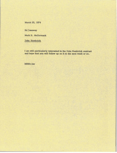 Memorandum from Mark H. McCormack to J. Edward Janeway - Digital ...