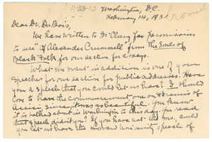 Letter from Otelia Cromwell to W. E. B. Du Bois - Digital Commonwealth