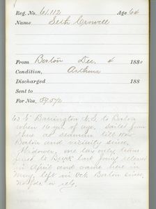Tewksbury Almshouse Intake Record: Crowell, Seth - Digital Commonwealth