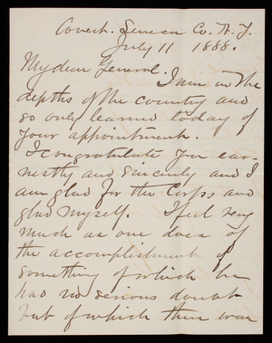 James Gregory to Thomas Lincoln Casey, July 11, 1888 - Digital Commonwealth