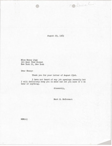 Letter from Mark H. McCormack to Nancy Jupp - Digital Commonwealth