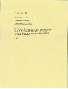 Memorandum from Judy Chilcote to Hughes Norton and Dusty Murdock ...