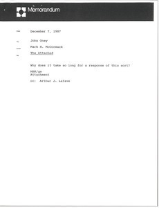 Memorandum from Mark H. McCormack to John Oney - Digital Commonwealth