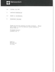 Memorandum from Mark H. McCormack to Arthur Rosenblum - Digital ...