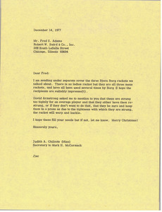 Letter from Judy A. Chilcote to Fred E. Adams - Digital Commonwealth