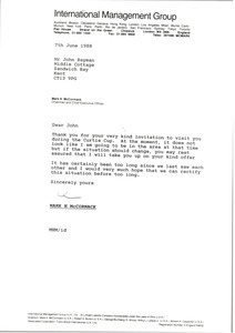 Letter from Mark H. McCormack to John Bayman - Digital Commonwealth