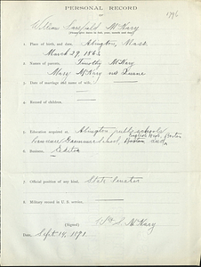 Personal record of William Sarsfield McNary (1796) - Digital Commonwealth