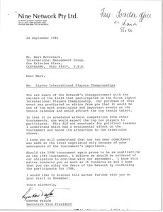 Letter from Lynton Taylor to Mark H. McCormack - Digital Commonwealth