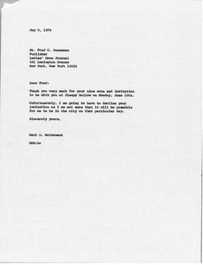 Letter from Mark H. McCormack to Fred C. Danneman - Digital Commonwealth