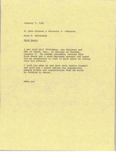 Memorandum from Mark H. McCormack to H. Kent Stanner and Alastair J ...