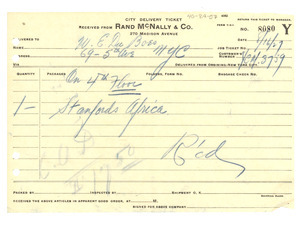 Receipt from Rand McNally & Co. to W. E. B. Du Bois - Digital Commonwealth