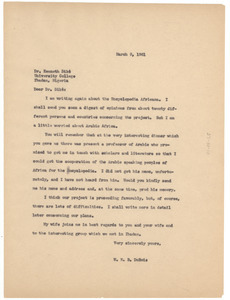 Letter from W. E. B. Du Bois to Kenneth Dike - Digital Commonwealth