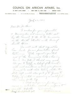 Letter from Dr. Alphaeus Hunton to W. E. B. Du Bois - Digital Commonwealth