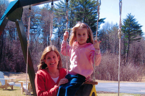 My mom and I on a swingset - Digital Commonwealth