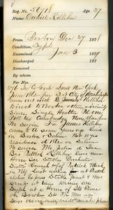 Tewksbury Almshouse Intake Record: Kelliher, Daniel - Digital Commonwealth