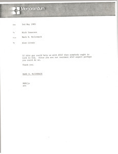 Memorandum from Mark H. McCormack to Rick Isaacson - Digital Commonwealth