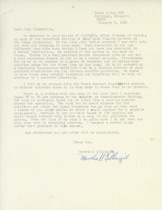Letter from Marshall Gillispie to Judi Chamberlin - Digital Commonwealth