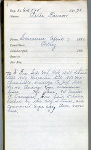 Tewksbury Almshouse Intake Record: Farnon, Peter - Digital Commonwealth