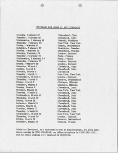 Itinerary for Mark H. McCormack - Digital Commonwealth